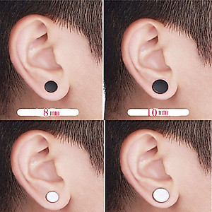 Stainless Steel Magnetic No Piercing Fake Gauges Earring Studs,for Non Pierced Ears,Black,Silver,Colorful,Hypoallergenic