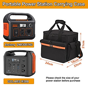 Carrying Case Compatible with Jackery Explorer 240/300/160/GOLABS R300/Anker 521 Portable Power Station,Waterproof Travel Storage Bag with Multiple Pockets for Charging Cable and Accessories(Bag Only)