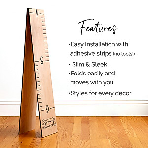 Headwaters Studio Growth Chart for Wall - Height Chart for Kids, Wooden Height Chart, Kids Height Wall Chart, Wall Measurement for Height Kids - Our Growing Family Natural (63"x6.7")