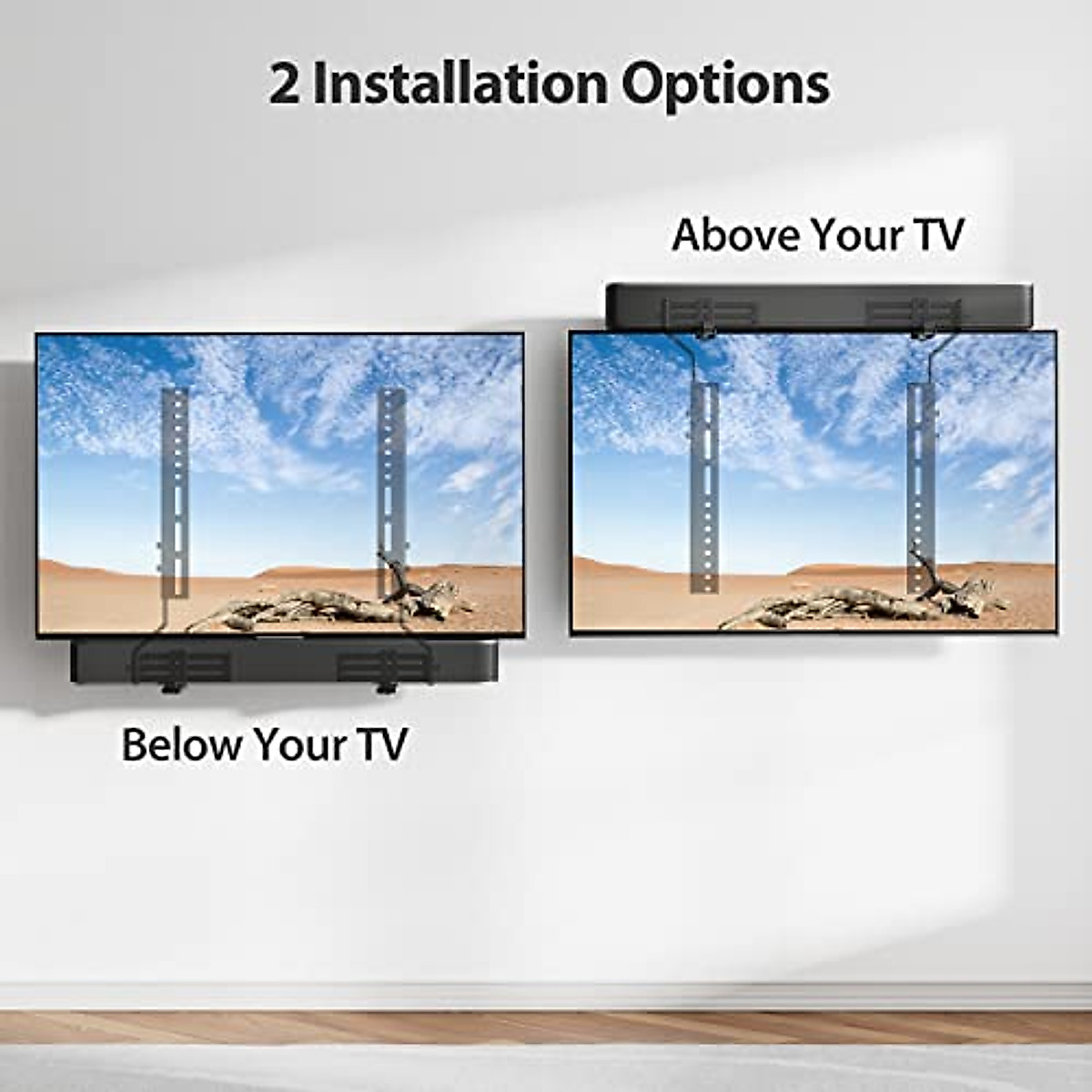 Pipishell Soundbar Mount, Adjustable Soundbar Bracket for Above or Below TV, Seamless Fit Most 23 to 80 Inch TV, Sound Bar Mount Hold up to 22 lbs