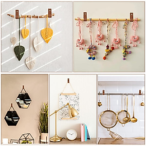 Qianyu 6 Pcs PU Leather Wall Hooks Curtain Rod Hanging Straps Towel Holder Hanger Cabinet Handle Loop Storage Supplies Boho Style Decor for Bathroom Kitchen Bedroom