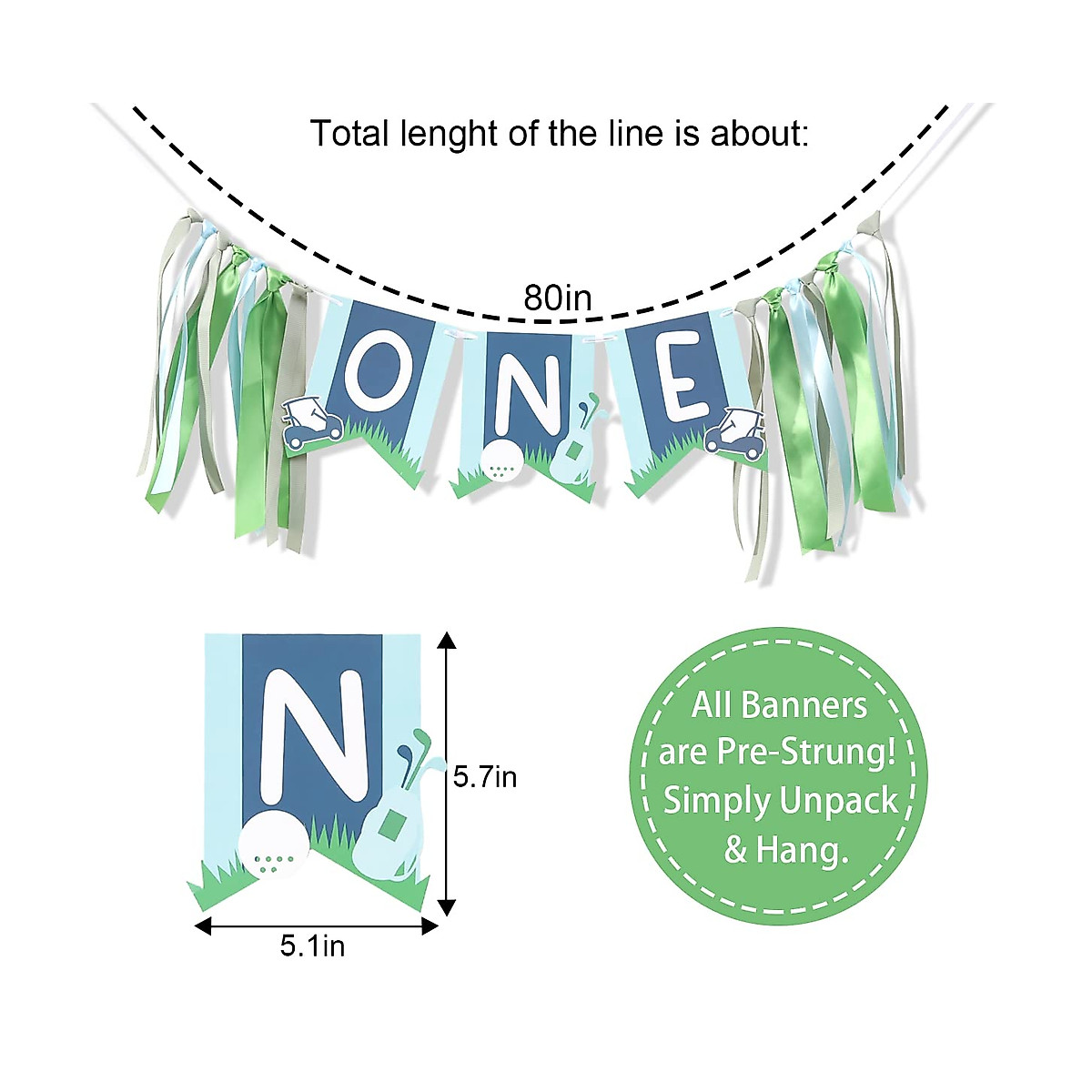 Golf One Birthday High Chair Banner - Golf 1st Birthday Decorations,Golf 1st Birthday High Chair,Hole In One First Birthday Decorations,Hole In One High Chair Banner,Golf Boy 1st Birthday Photo Props