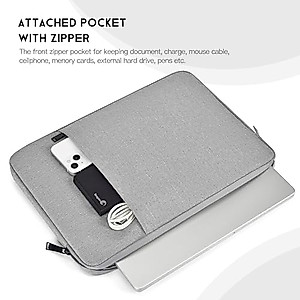 14 inch Laptop Sleeve Case for HP Lenovo Dell ASUS Acer Chromebook 14, HP Stream 14, Dell XPS 15, Inspiron 14, Lenovo ideapad 14, Asus Zenbook 14, Razer Blade 15 Water-Resistant Computer Bag -Grey
