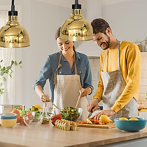 Hanging Food Warmer Lamp Food Heat Lamp, 110V Adjustable Commercial Heat Lamps for Food, Food Heating Lamp Food Warmer with Bulb 250W for Buffet Kitchen Restaurant Food Service - Gold