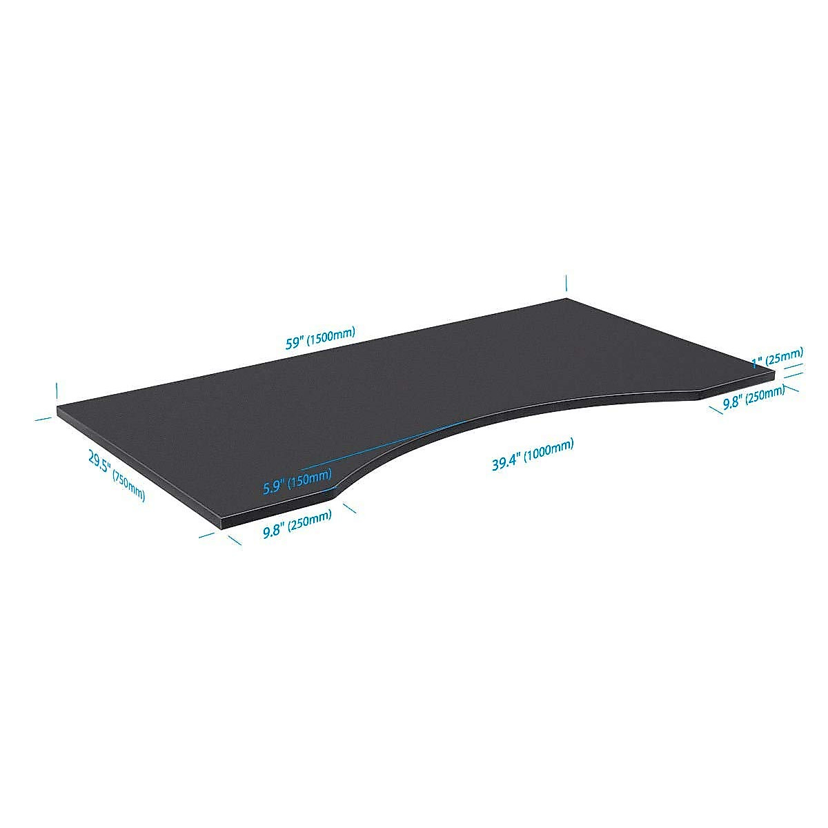 Monoprice Table Top 5 Feet Wide - Black Custom Sized for Sit-Stand Height Adjustable Riser Desk - Workstream Collection