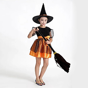 BinaryABC Halloween Witches Broom Plastic Broom,Halloween Masquerade Dress Up Costume Decoration Supplies(Brown)