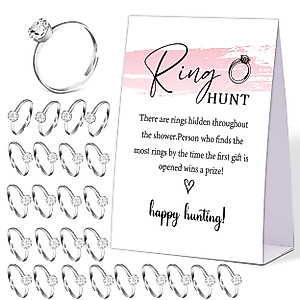 Pink Swash Ring Hunt Game, Find the Rings Bridal Shower Game with 30 Fake Rings, Modern Bridal Shower Decorations, Wedding Shower or Bachelorette Party Supplies - 05
