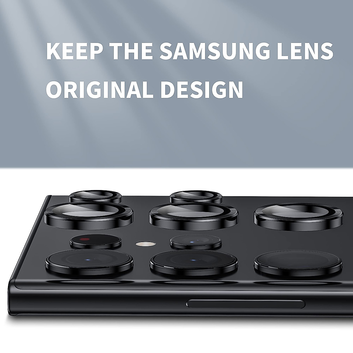 Hoerrye for Samsung Galaxy S23 Ultra Camera Lens Protector, Case-Friendly, 9H Tempered Glass Anti-Scratch, Space Titanium Military-Grade Protection Circle, Removal Tool (Black)