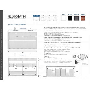 Bliss 60″ Black Double Sink Floor Mount Modern Bathroom Vanity