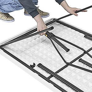 Living and More 4ft XL Straight Folding Utility Table, White, Indoor & Outdoor, Portable Desk, Camping, Tailgating, & Crafting Table