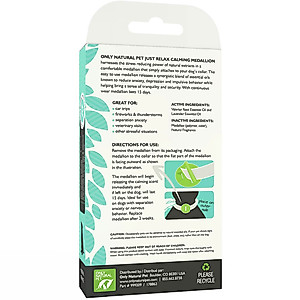 Only Natural Pet Just Relax Botanical Calming Collar Medallion for Dogs, Anxiety Relief/Calming with Essential Oils - Each Box Contains 2 Medallions (1 Month Supply)