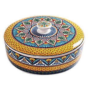 Bico Havana Ceramic 8.8 inch Tortilla Warmer, Tortilla Server with Lid, Taco Holder for Mexican Fiesta Party, Taco Tuesday, Microwave and Dishwasher Safe