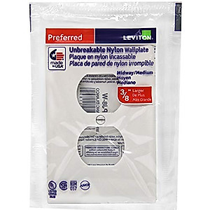 Leviton PJ8-WM 1-Gang Duplex Device Receptacle Wallplate, Midway Size, Thermoplastic Nylon, Device Mount, 10 Pack, White