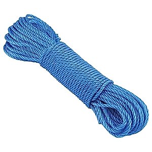 Nylon Rope, 20M Braided Rope Extra Strength Sunlight Nylon Rope Flag Pole Clothes Line Camping Utility Good for Clothesline Tie Pull Swing and More (blue)
