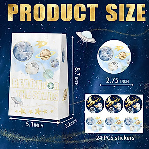 Celee 24-Pack Space Party Goodie Bags with Stickers - Ideal for Kids' Birthdays, Baby Showers, and Space Themed Parties