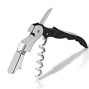 3 in 1 Wine Key, Corkscrew, Bottle Opener, Beer Opener, Wine Key for Bartenders, Corkscrews for Wine Bottles, Waiters Corkscrew and Foil Cutters for Sommeliers, Waiters and Bartenders, Black