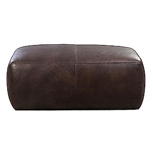 POLY & BARK Denver Leather Ottoman in Full-Grain Semi-Aniline Italian Tanned Leather in Madagascar Cocoa