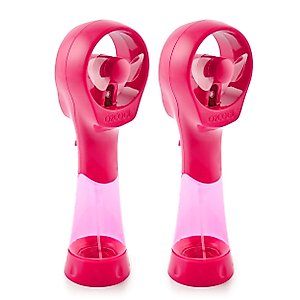 O2COOL 2 Pack Elite Battery Powered Handheld Water Misting Fans (Raspberry)