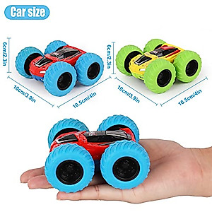 M SANMERSEN Flip Cars - 2 Pack Rotating Stunt Car Toys for 3 4 5 6 Year Old Boys - Push and Go Vehicle Monster Toy Trucks Boys Girls Gifts