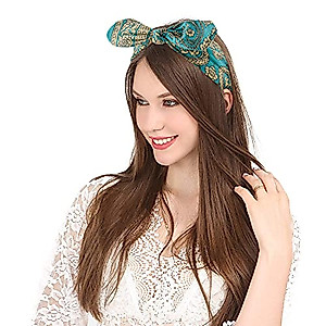 Carede Bandana Headband for Women Vintage Paisley Knot Headbands Bow Headband Elastic Cute Hair Band,Pack of 6