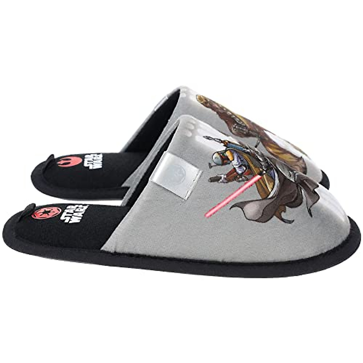 STAR WARS Kids Slipper, Mismatch Scuff Slide Slipper, Grey, Big Kid Size 3-4/Women's 5-6