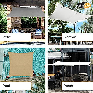 CelinaSun Sun Shade sail incl Fastening Ropes Square 12 x 12 ft Light Gray Premium Sun Shade Outdoor Weatherproof Breathable sail Shade
