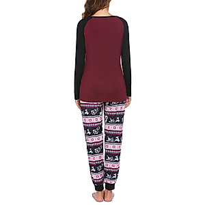 Ekouaer Women's Pjs Set Christmas Pajama Pants and Tops Long Sleeve Sleepwear Soft Night Wear for Ladies