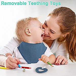 Yoofoss Baby Bandana Drool Bibs 6 Pack and Teething Toys Soft and Absorbent for Boys and Girls 0-36 Months - Baby Teething Bibs Plain Color