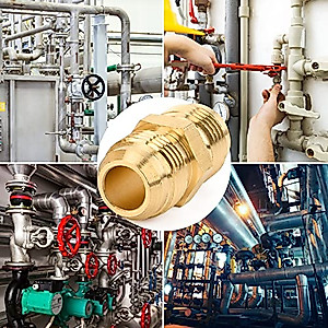 SILATU Gas Fittings Connectors - 2PCS 3/8 Inch Male Flare Gas Pipe Fittings, Brass Tube Coupler Pipe Flare Fitting
