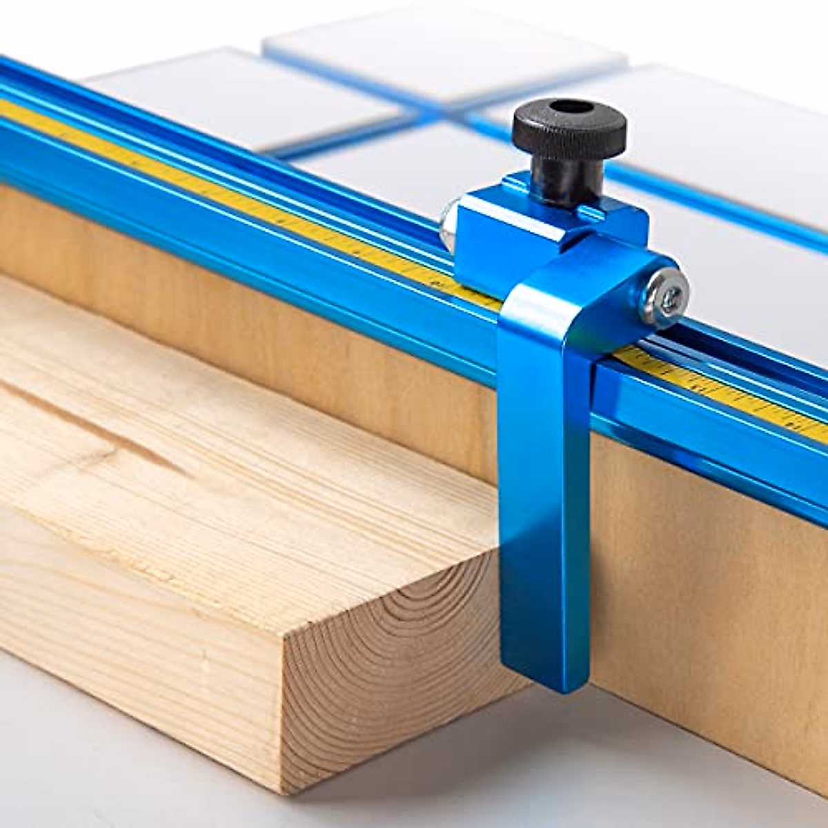 POWERTEC 71135-P2 2-1/4-Inch Fence Flip Stop for Woodworking, 2PK