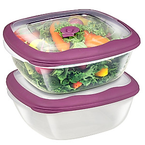Tribello Plastic Freezer Food Storage Container with Lids Microwave/Dishwasher Safe Steam Vent/Air-Tight Lid Square Large 67 Oz 2-Pack 8.3-Cup