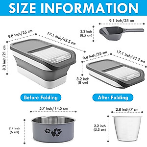 Micnaron Dog Food Storage Container, 13 LB Collapsible Pet Food Container Airtight Food Storage Bin with Lids Locking Bowl Kitchen Cereal Rice Dry Holder with Bowl & Shovel & Measuring Cup