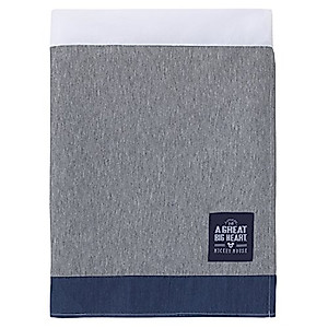 Disney Mickey Mouse 4 Piece Hello World Denim/Star/Icon Nursery Crib Bedding Set, Navy, Grey, White