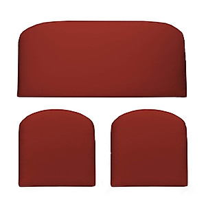 RSH DECOR: 3-Piece Foam Wicker Cushion Set | 41 x 19 & 19 x 19 | All-Weather Spun Fabric | Water-Resistant | Outdoor Loveseat & U-Shape Cushions for Patio Furniture | Red