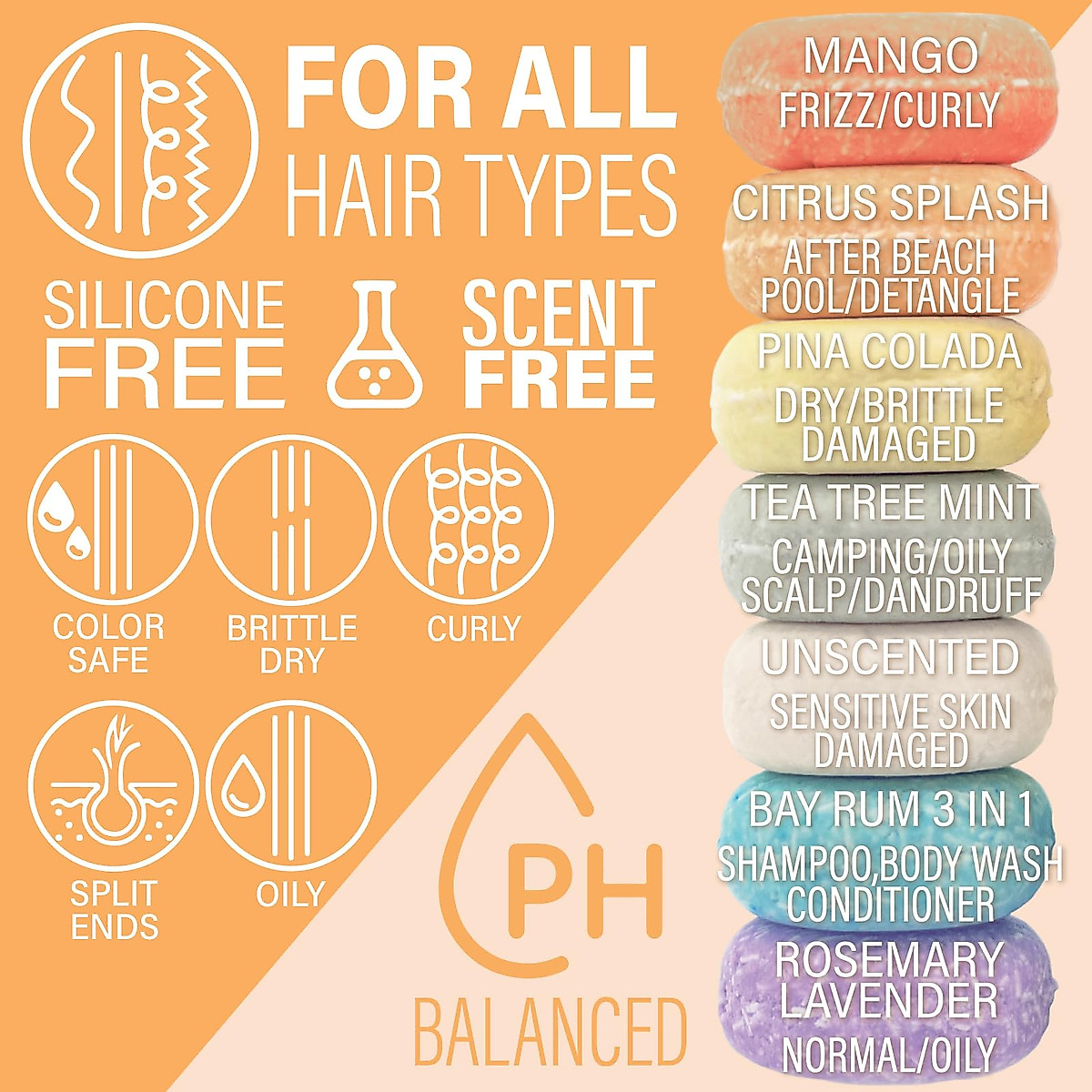 Luxiny Shampoo Bar, Natural, Made in USA, Up to 60 Washes, Vegan, Sulfate Free, Mango, 2.2 Ounce, Shampoo Bar All Hair