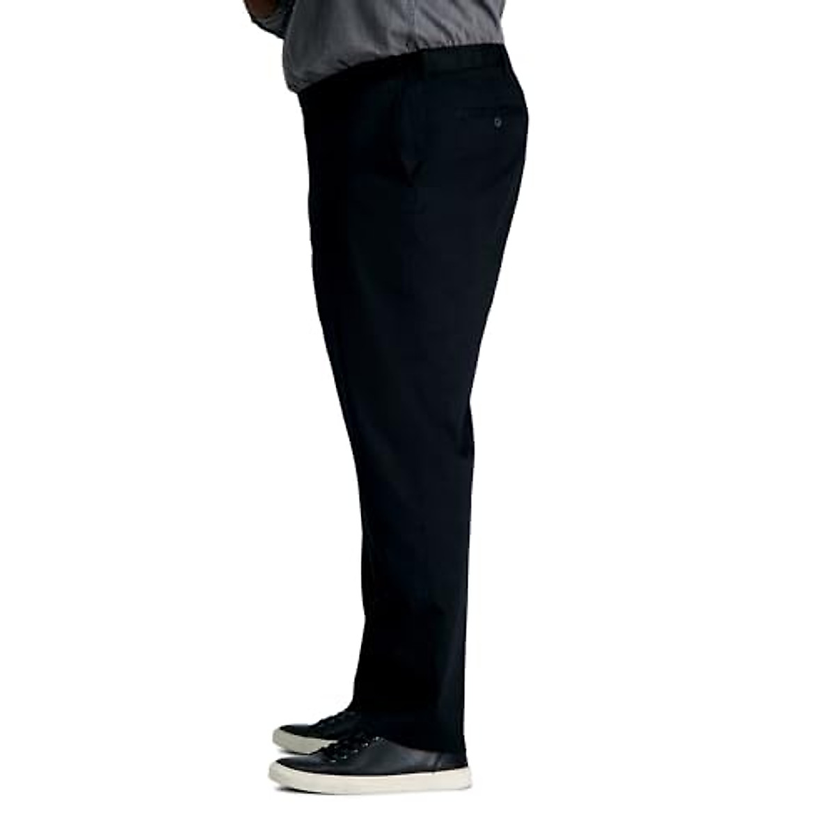Haggar Men's Classic Fit Flat-Front Hidden Expandable Waistband Premium No Iron Khaki, 38W x 32L - Black, HC10884