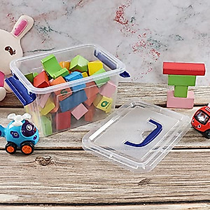 Dehouse 4-Pack 3 L Plastic Mini Storage Latch Box, Clear