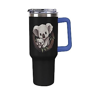 Koala Family 40 Oz Car Cup Stainless Steel Travel Mug Leak-Proof Insulated Tumbler with Handle Deep Blue-style