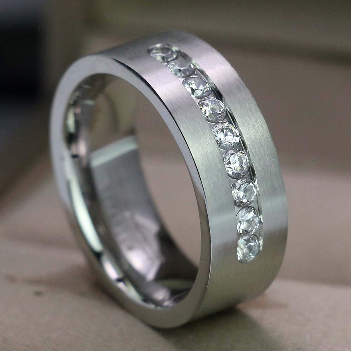 LOVERSRING Couple Ring Bridal Set His Hers Women White Gold Plated Cz Men Titanium Wedding Ring Band Set