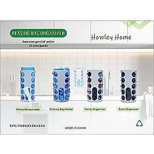Howley Home Plastic Bag Holder (2 sets of grey and 2 sets of whit) Grocery Bag Holder Good for storing plastic bags under the sink,Wall-mounted space-saving sock and panty organizer in the cloakroom