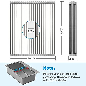 EMBATHER Roll Up Dish Drying Rack Over The Sink, Dish Drying Rack for Kitchen Counter