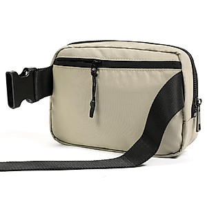 ODODOS Unisex Mini Belt Bag with Adjustable Strap Small Fanny Pack for Workout Running Traveling Hiking, Khaki