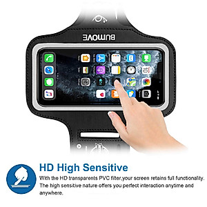 BUMOVE Running Armband for Samsung Galaxy M54 /A34 for iPhone 15/14/13/12/11Pro Max,XS Max,Sports Workouts Phone Arm Band with Card Holder (Black)