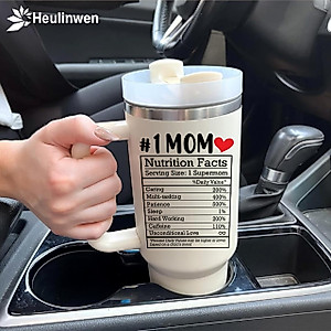 Heulinwen Mama Bear Tumbler with Handle 40oz – Funny Travel Mug for Wife, Bonus Mama, or New Mom – Gift From Daughter Son Husband – Mother's Day Christmas Birthday Surprise – Insulated Cup for Women