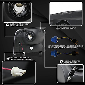 AUTOZENSATION Compatible with 1999-2004 Ford F250 F350 F450 F550 Superduty 2000-2004 Ford Excursion Chrome 1Pc Style Headlights W/Bumper Lamp L + R Pair Headlamp