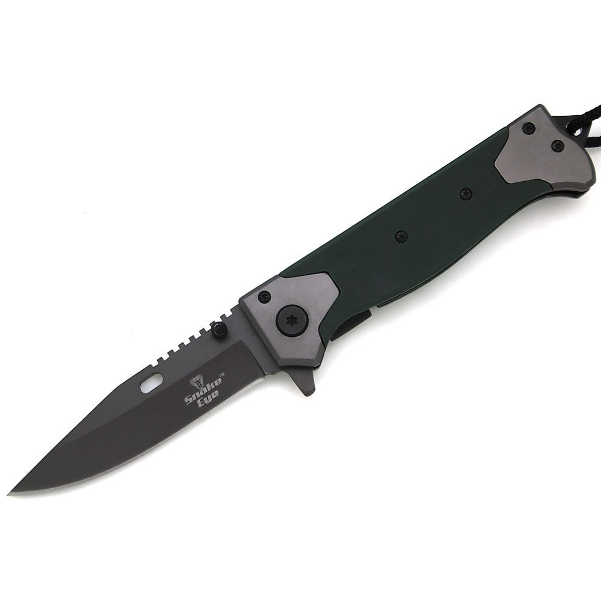 Snake Eye Tactical Heavy Duty Every Day Carry Pocket Folding Knife With Sheath (Green)