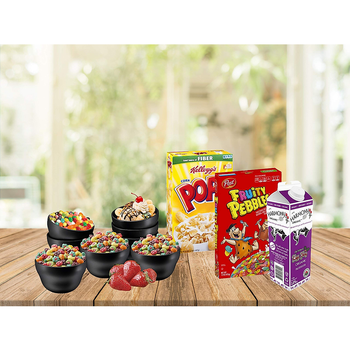 Bruntmor 8 Oz Ceramic Dessert Bowl Set of 6 in Matte Black, 8 Ounces Ceramic Chip and Dip Bowls, Small Ceramic Dish Set for Snacks, Nuts, Chip and Dip at Party, Thanksgiving and Christmas