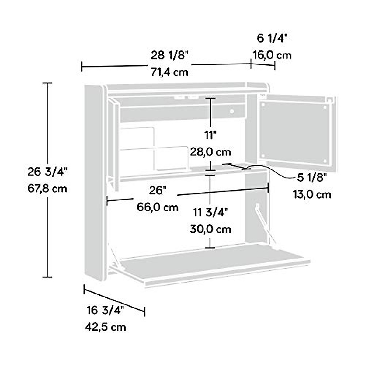 Sauder Harvey Park Wall Desk, Grand Walnut Finish
