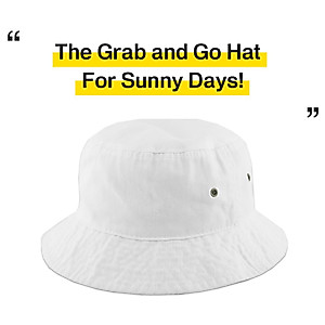 KBM-500 WHT L/XL Unisex Washed Cotton Bucket Hat Summer Outdoor Cap