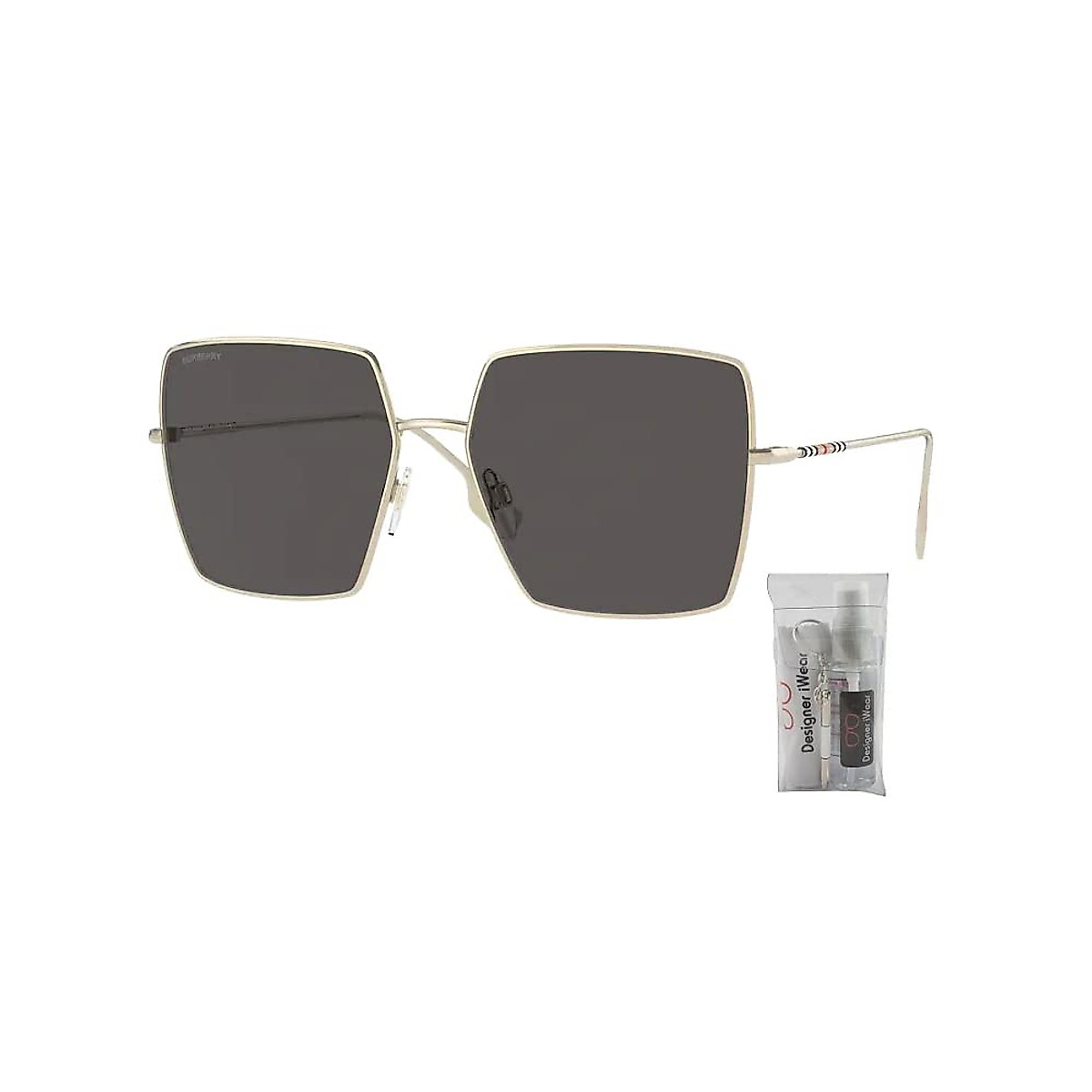 BURBERRY Daphne BE3133 110987 58MM Light Gold/Dark Grey Square Sunglasses for Women + BUNDLE With Designer iWear Eyewear Kit